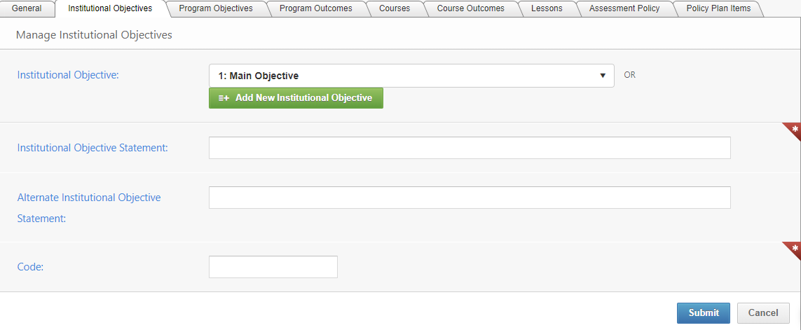 Institutional Objectives